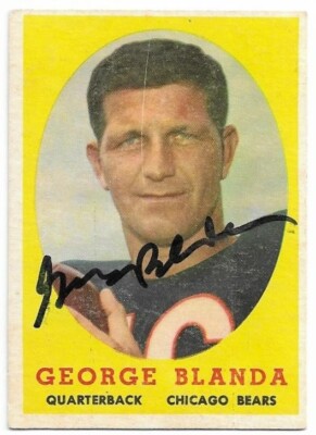 GEORGE BLANDA 1958 Topps Signed Autographed Football card #129 Chicago ...