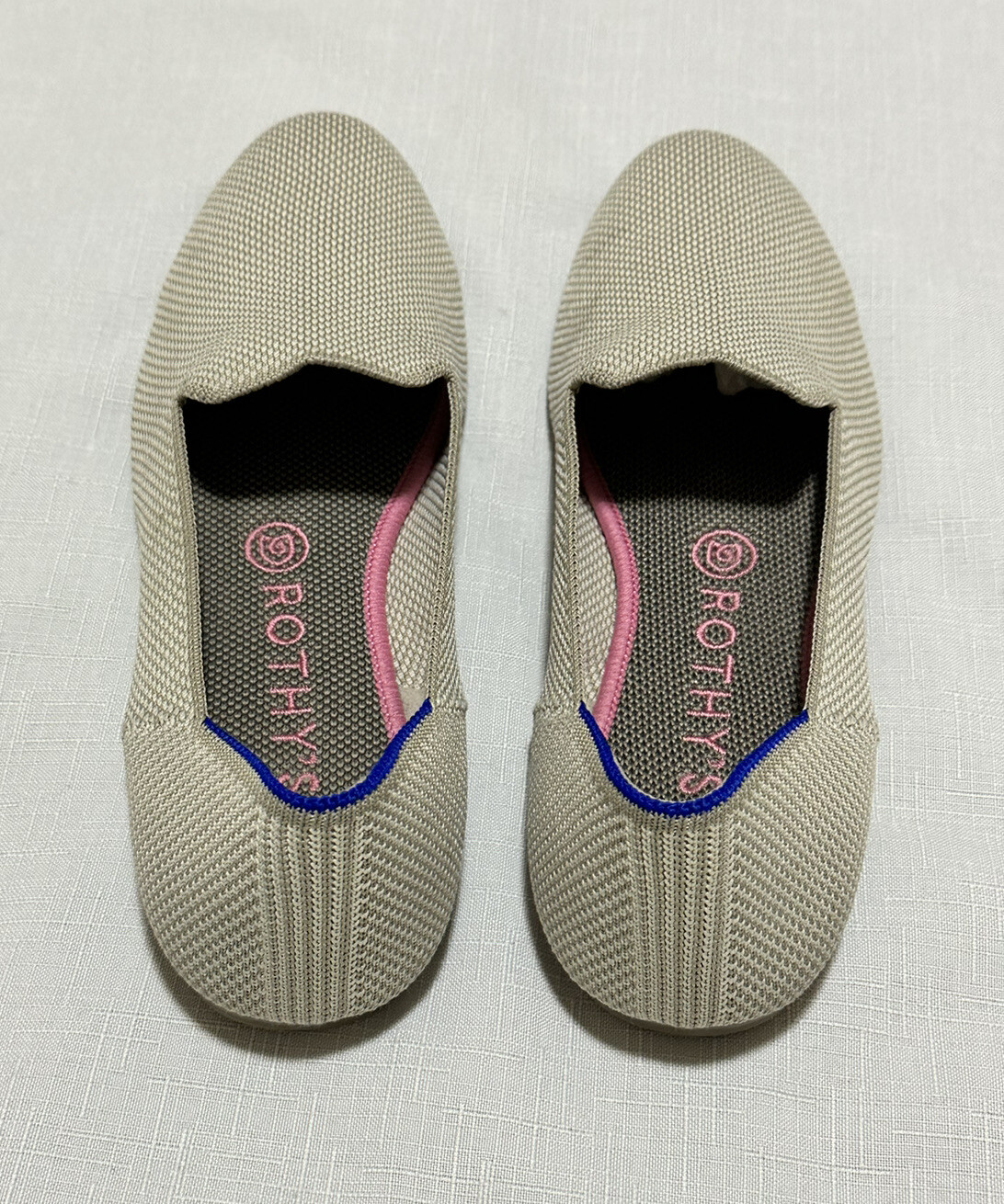 Rothys The Loafer Linen Double Stitch Beige Womens Si… - Gem