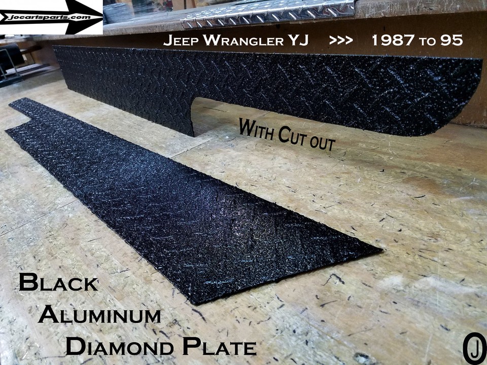 Fits Jeep Wrangler YJ Black Aluminum Diamond Plate Side Rocker Panel ...