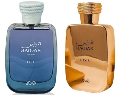 Rasasi Hawas Ice and Hawas Elixir For Men Edp 3.4oz Sp 2 Pcs Combo Pack ...