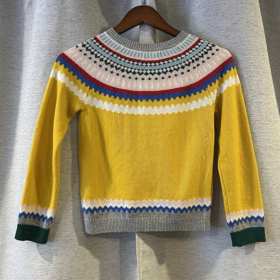 Mini Boden Fair Isle Cardigan Sweater Yellow Multicolor Size 8-9Y ...