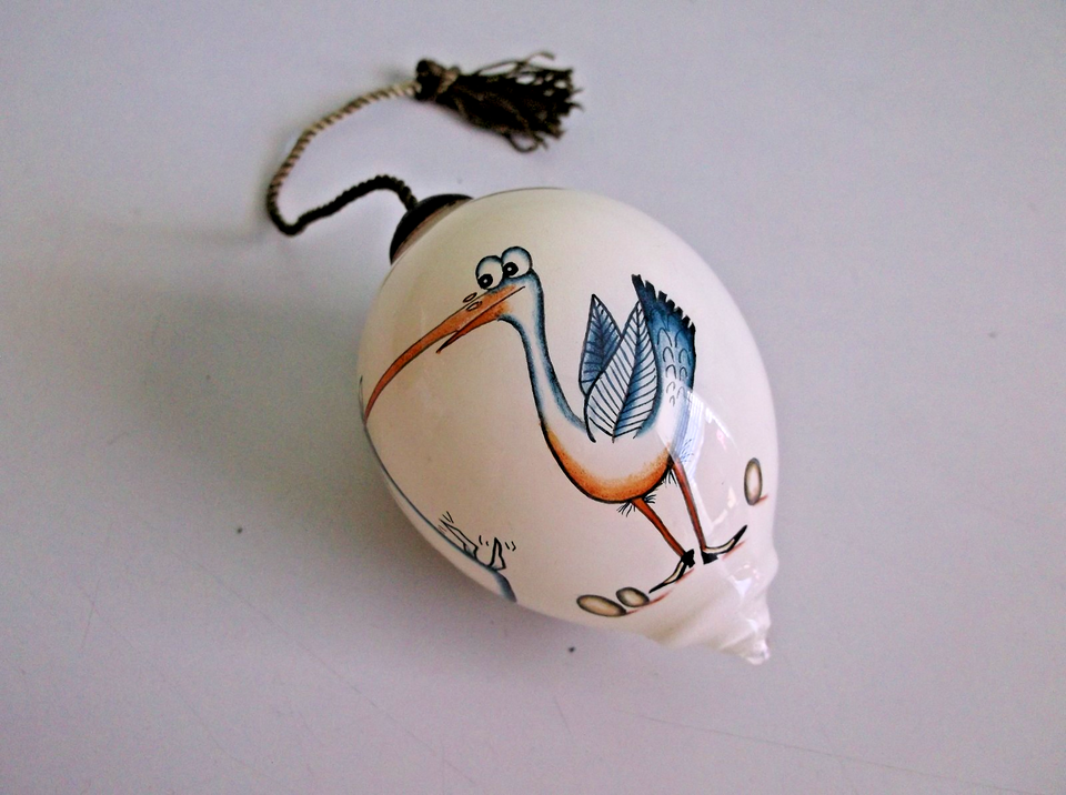 Ne' Qwa Art Baby's 1st Christmas Ornament Blown Glass w/ Stork - Velvet ...