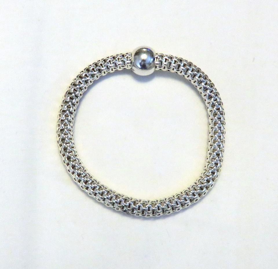 Thick Silver Interwoven Links Stretch Bracelet fits 6" - 7" wrist | eBay