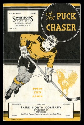 1937-38 RHODE ISLAND REDS PROGRAM FOUR HOF SCHMIDT BAUER DUMART LEDUC ...