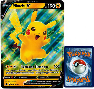 carte Pokémon SWSH198 Pikachu V JUMBO 190 PV Promo NEUF FR | eBay