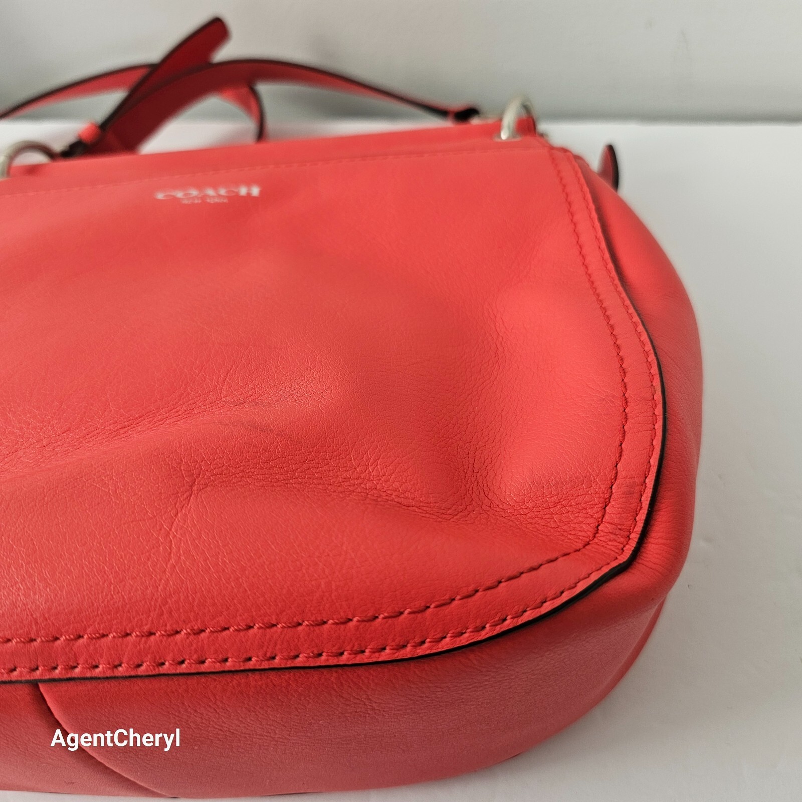 COACH Willis Coral Glovetanned Leather 22382 Crossbody Shoulder Bag ...