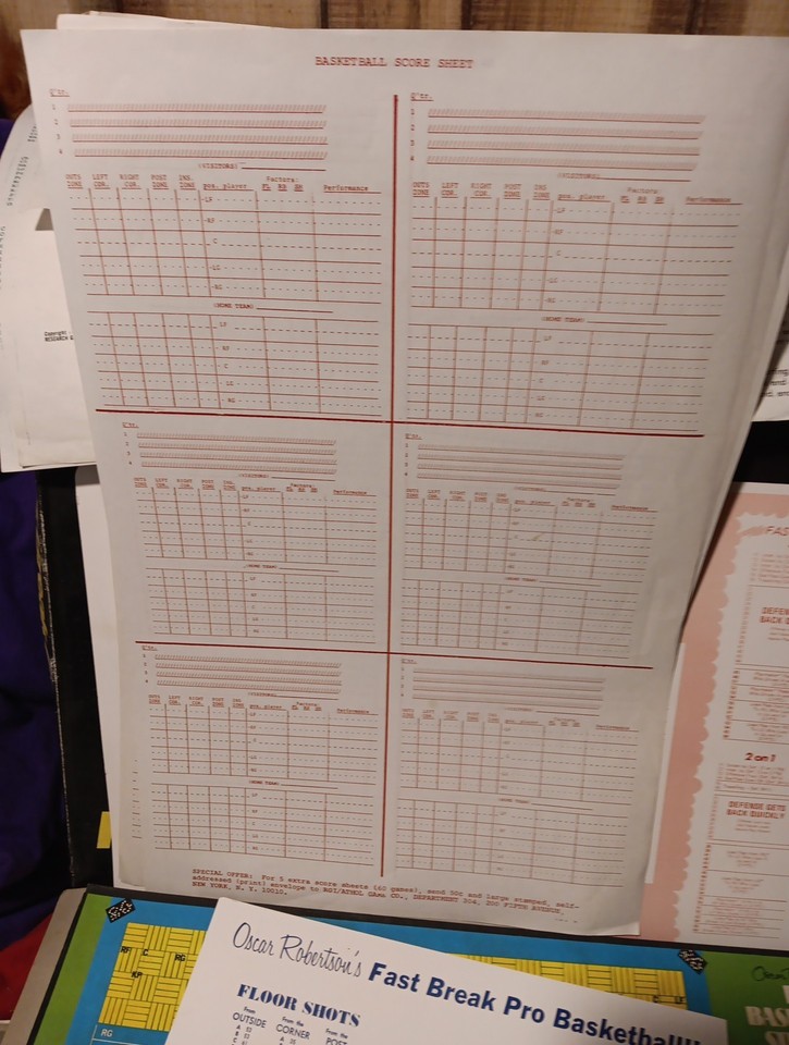 Oscar Robertson's Fast Break Pro Basketball! Board Game 1973 RGI No ...