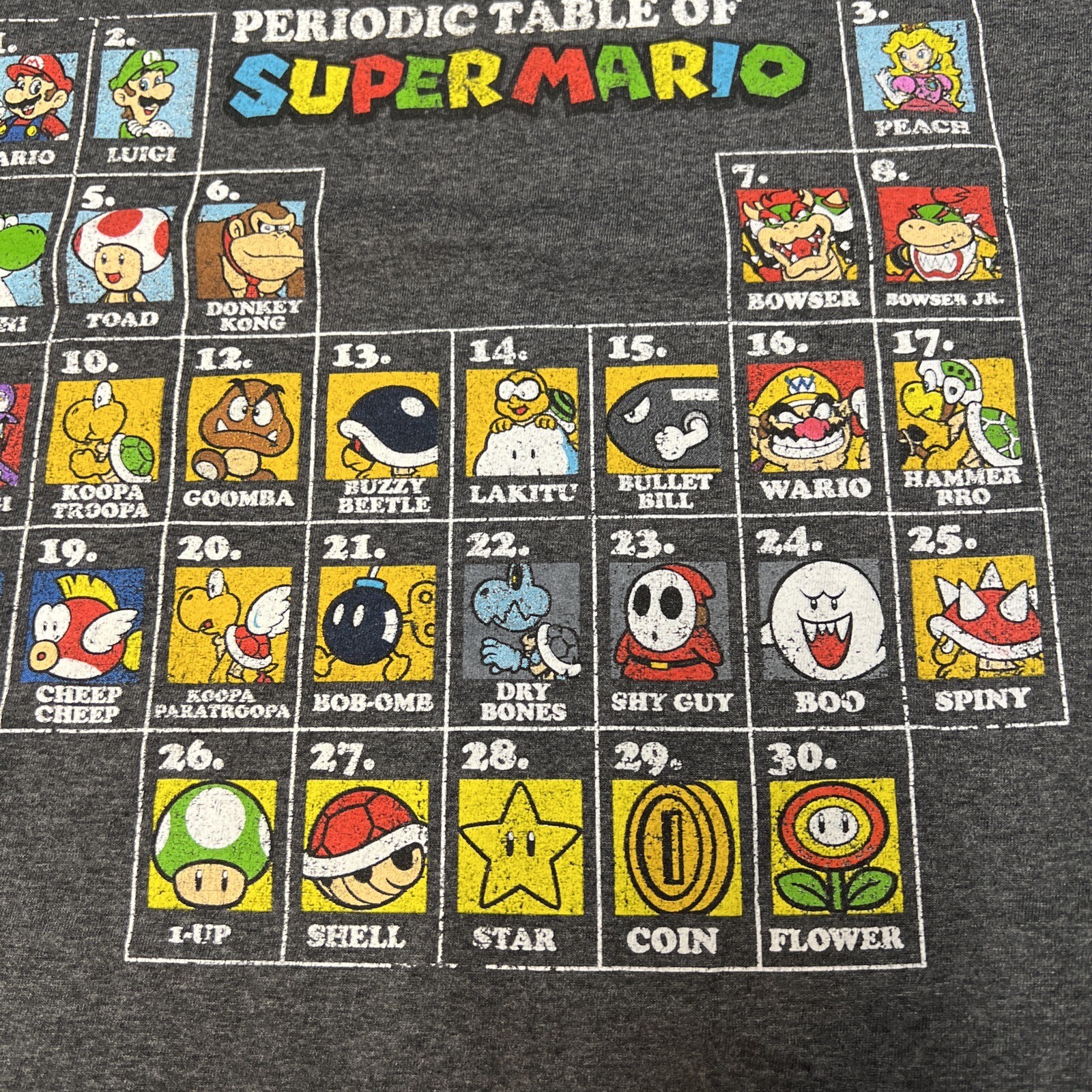 Super Mario T Shirt Periodic Table Of Mario Men’s 2XL… - Gem