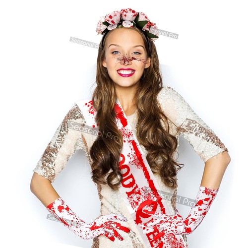 Women Halloween Party Horror Blood Bloody Splatter Skate White Sash ...