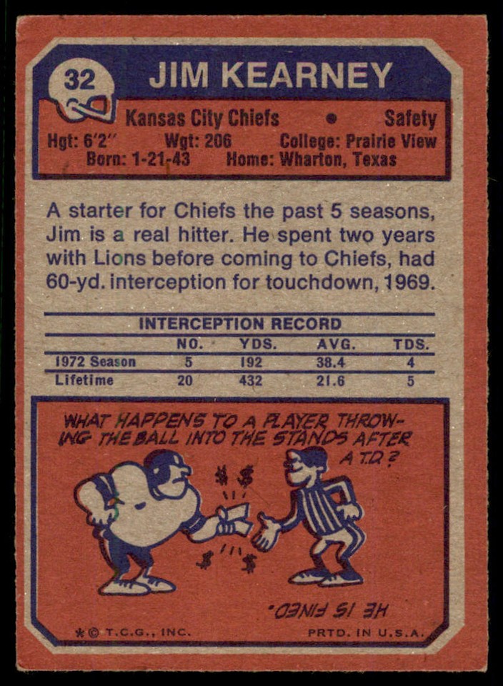 1973 Topps #32 Jim Kearney RC | eBay