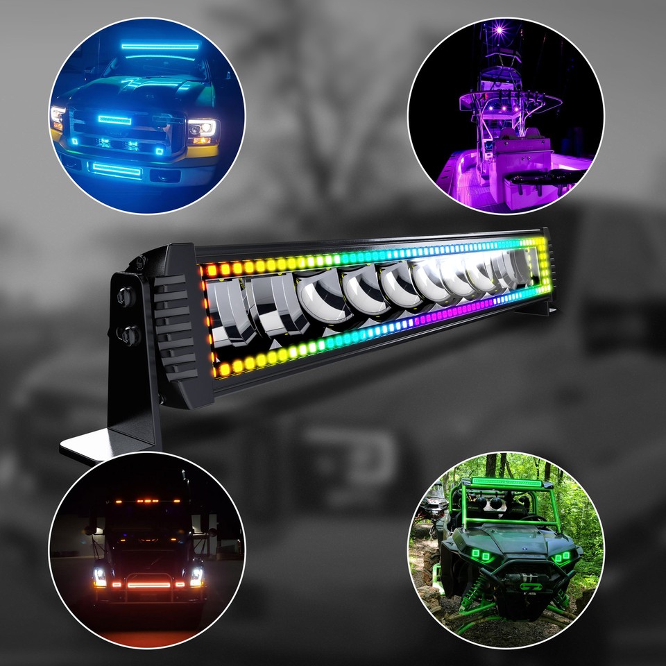 22" inch LED LIGHT BAR Off-road Driving RGB Strobe Light Remote For 4x4 ...