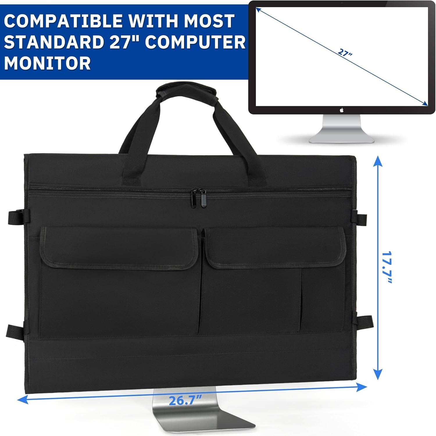 27" LCD Monitor Carrying Case - Waterproof, Nylon with Dust Cover ...