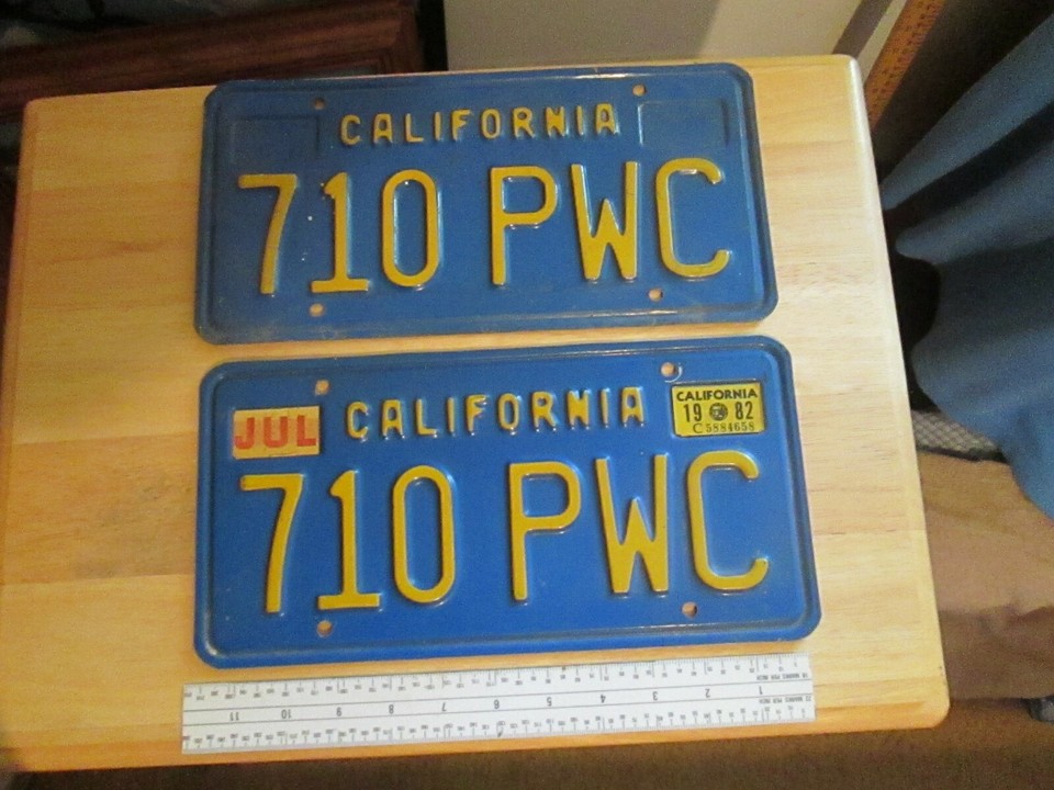 Collectible Vintage California Blue Plate License Plates 710 PWC Front ...
