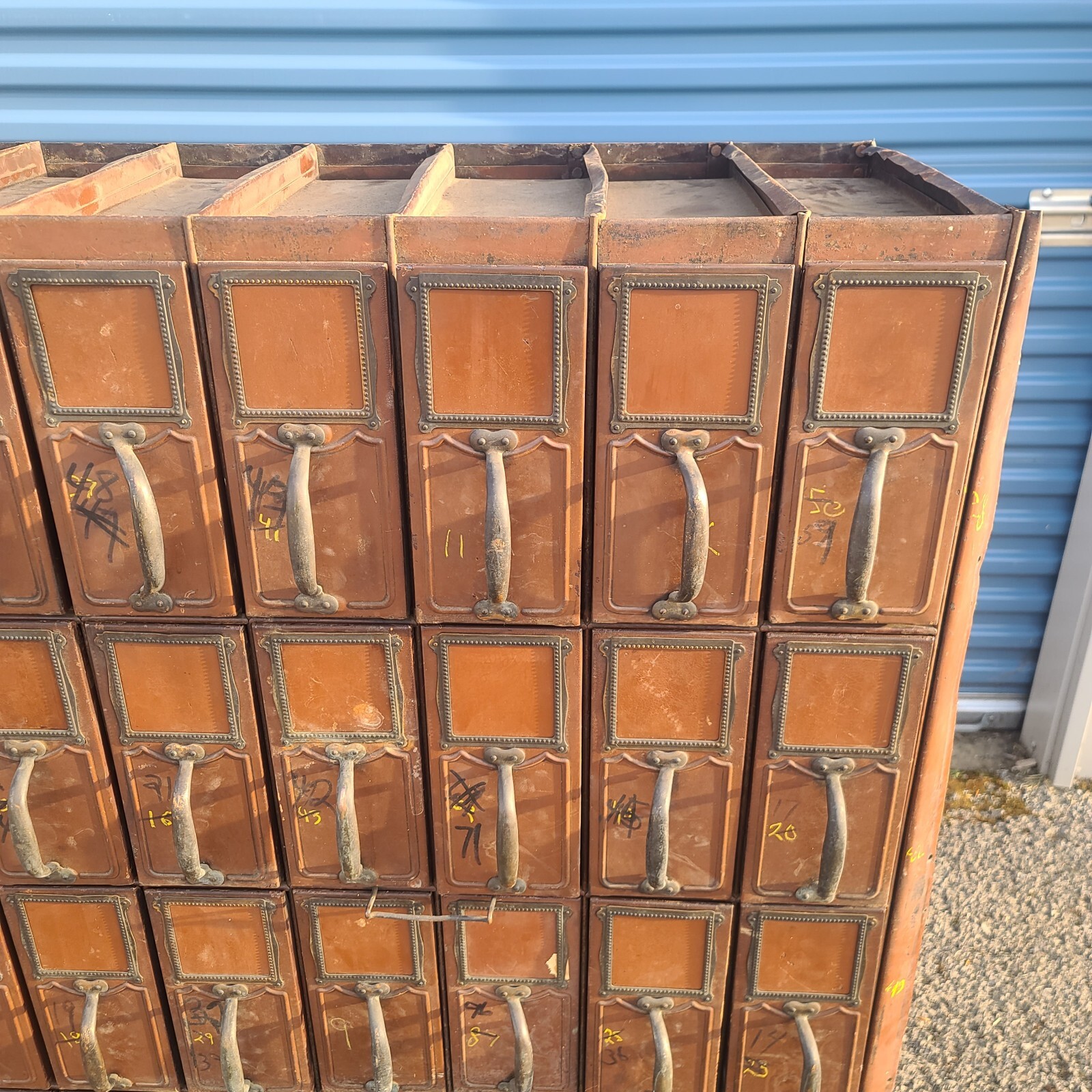 Vintage 48 Drawer Industrial Storage File Cabinet, Ledger Card Catalog ...