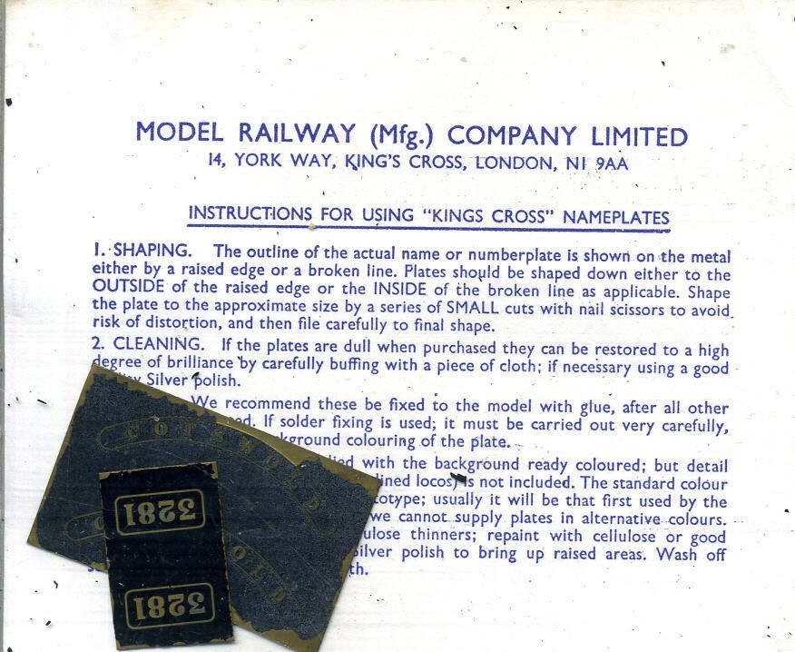 kings Cross 00 gauge loco name & number plates - GWR 3281 Cotswold ...