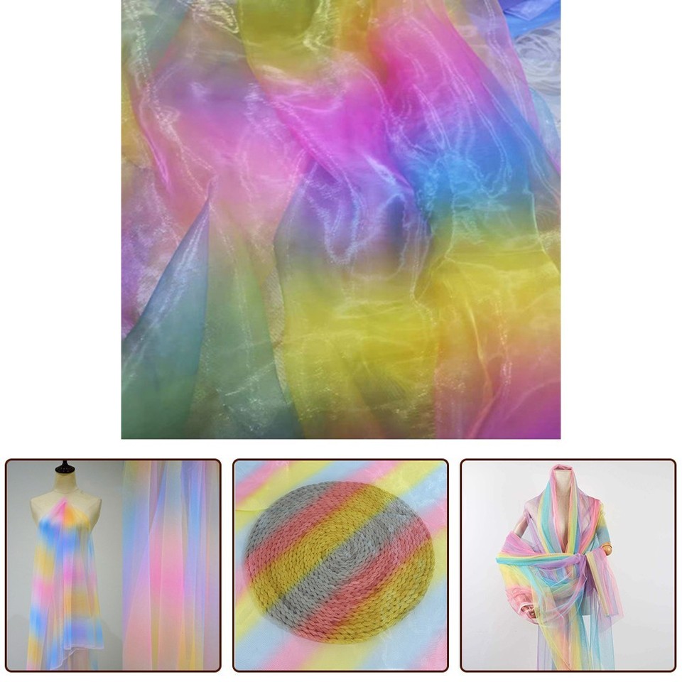 Dacron Rainbow Gradient Mesh for organza Fabric for Doll Clothes For ...