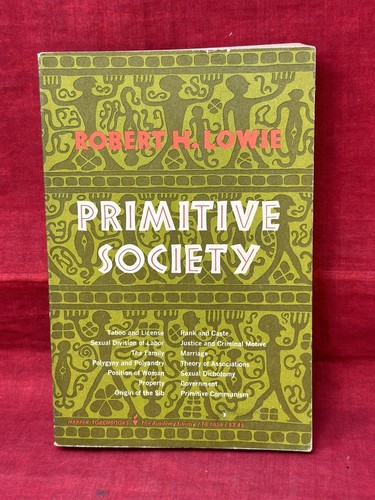 Primitive Society by Robert H Lowie Vintage 1961 Paperback Book ...
