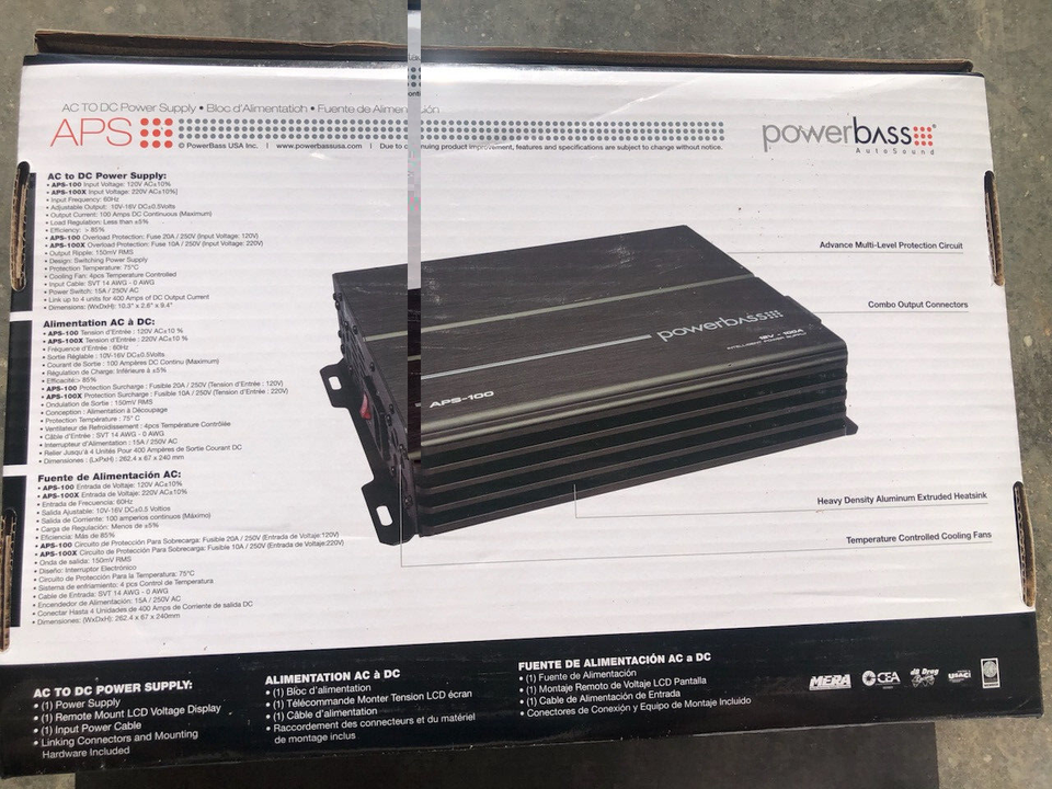 NEW PowerBass APS-100X 100 Amp AC to DC Power Supply 220-240V AC High ...