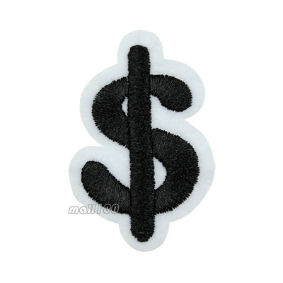 Black White S $ DOLLAR SIGN Patch Iron on Badge Patches Applique Coat ...