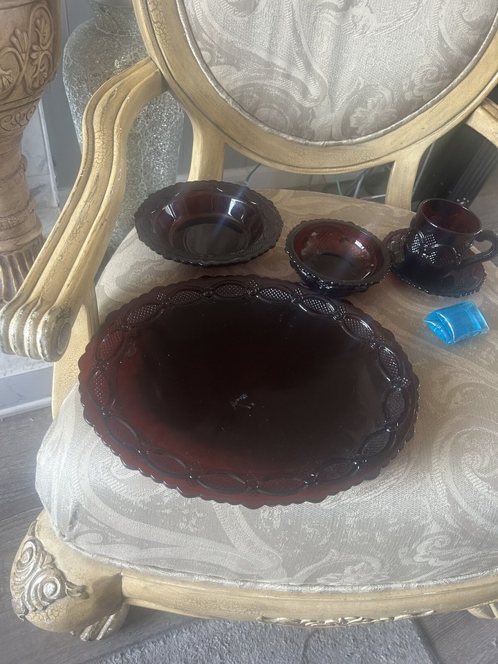 40 Piece Ruby Red Depression Glassware Set | eBay