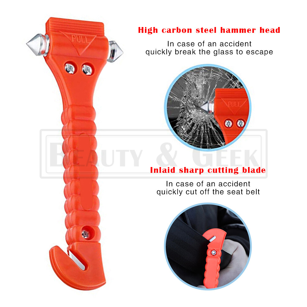 2x Car Emergency Hammer Window Glass Breaker Seat Belt Cutter Safety ...