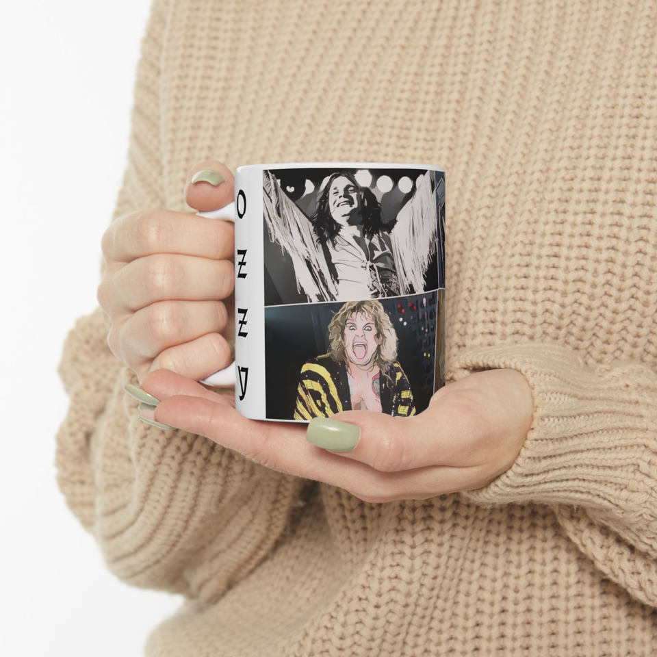 Ozzy Osbourne through the years cartoon image mug | eBay UK
