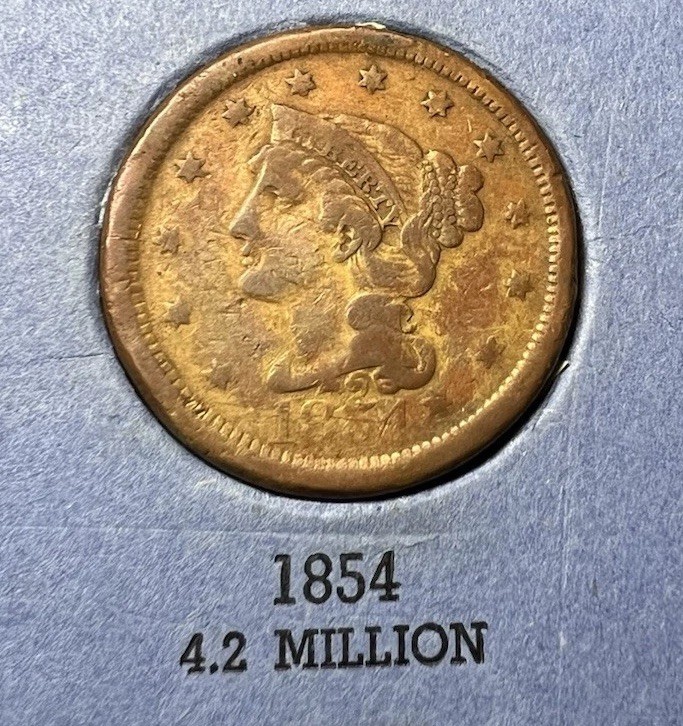 US Large Cents Set 1848–1856 (7 Coins) Nice Details – Book/Holder Worn ...
