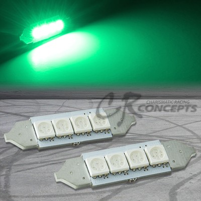 2X 4 SMD 4SMD 39MM 5050 BRIGHT GREEN LED INTERIOR DOME WEDGE LIGHT BULB ...