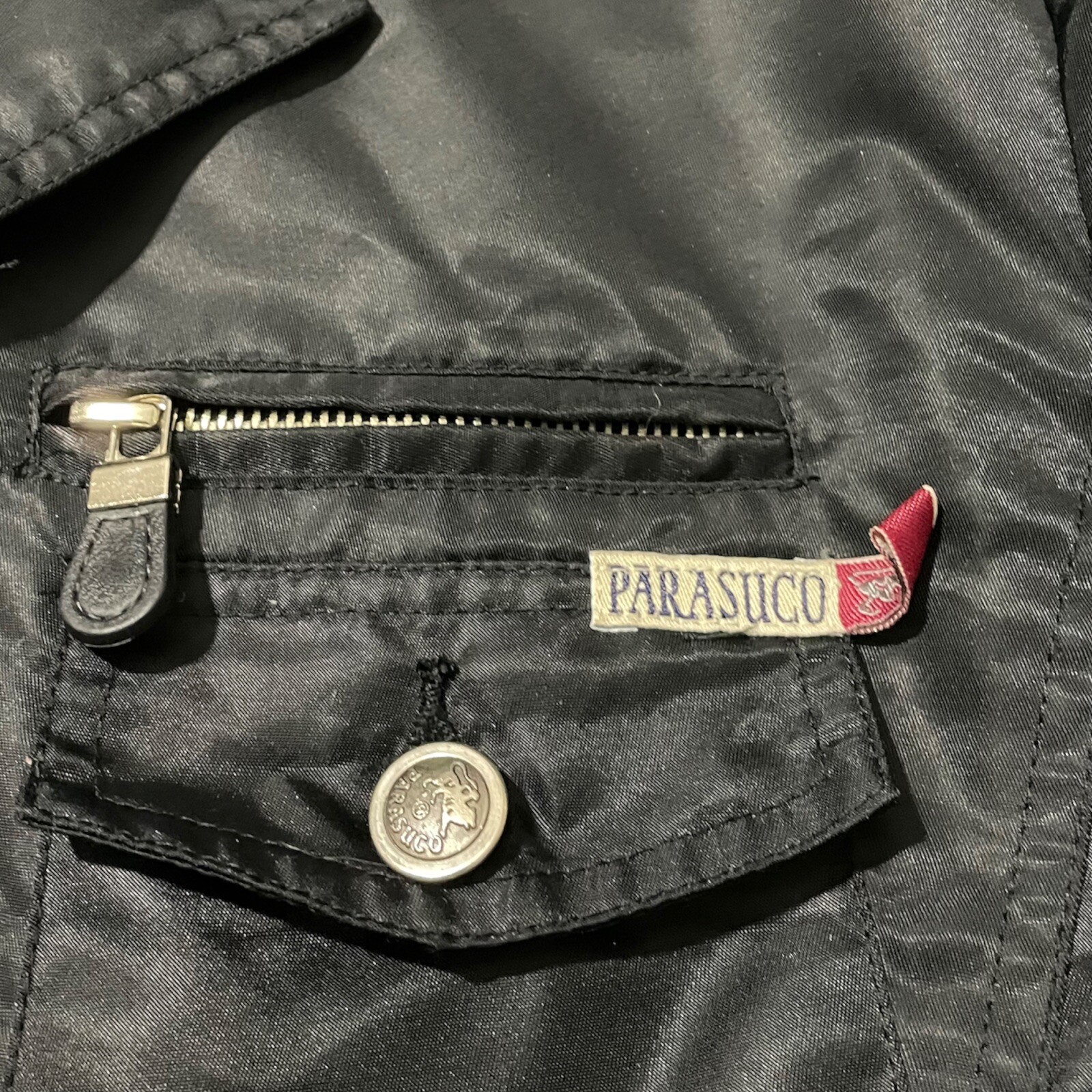 Vintage Parasuco Black Nylon Motorcycle Style Jacket … - Gem