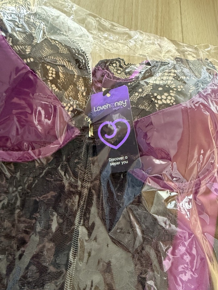 Lovehoney Treasure Me Purple Push-Up Basque Set Size 6-8 | eBay UK