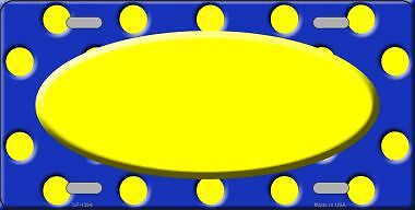 Yellow Royal Blue Polka Dot With Center Oval License Plate Tag LP1394 ...