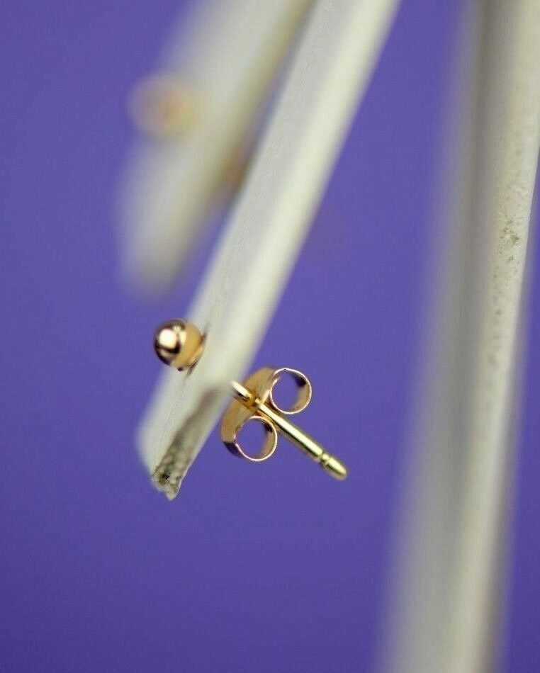 14K Yellow Gold Ball Push Back Earrings | eBay
