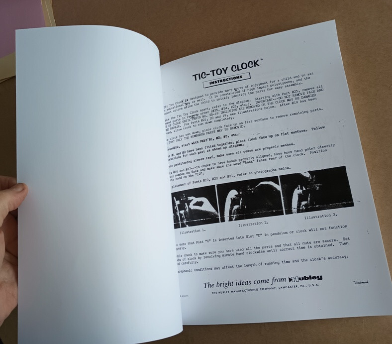 Hubley Mfr Co 1965 Tic Toy Clock English + Spanish INSTRUCTIONS (Only ...