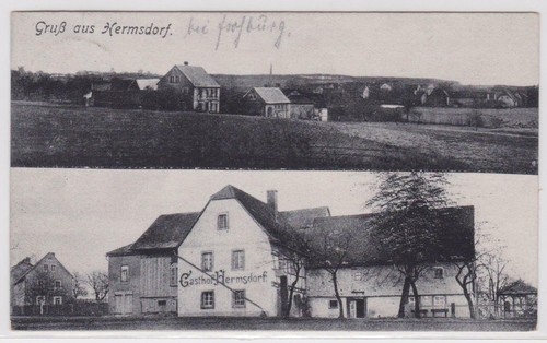 900163 Mehrbild Ak Gruß aus Hermsdorf Gasthof und Totalansicht 1924 ...