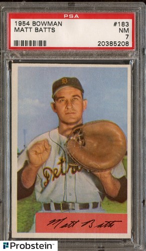 1954 Bowman Baseball #183 Matt Batts Detroit Tigers PSA 7 NM | eBay