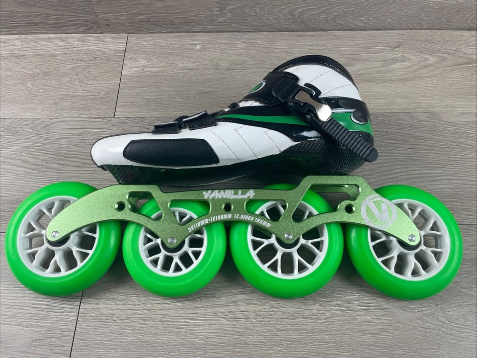 Vanilla VNLA Speed Inline Skates Black Green US 9 3x118mm 12.8” Inch ...