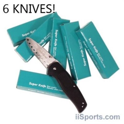 6 Practice 4" Metal Karate Fighting Folding Knife Knives BLACK Trainers ...