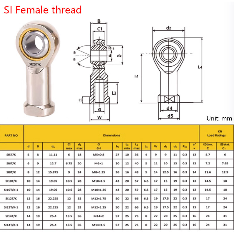 Ball Joint Rod End Bearing Male/Female Right/Left Threaded M5 M6 M8 M10 ...