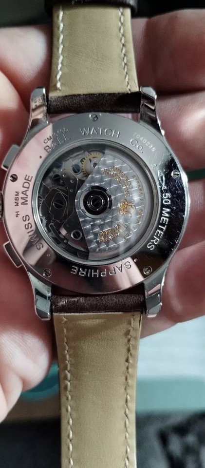 BALL WATCH Trainmaster Pulse Meter Chronograph CM1010D Day Date Men's ...