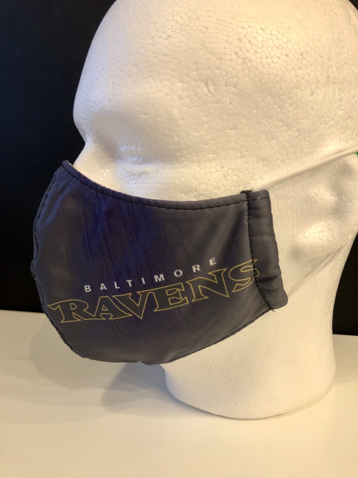 Brand new Face Mask Baltimore Ravens 3 layer w/ Fabric Filter. 2 mask ...