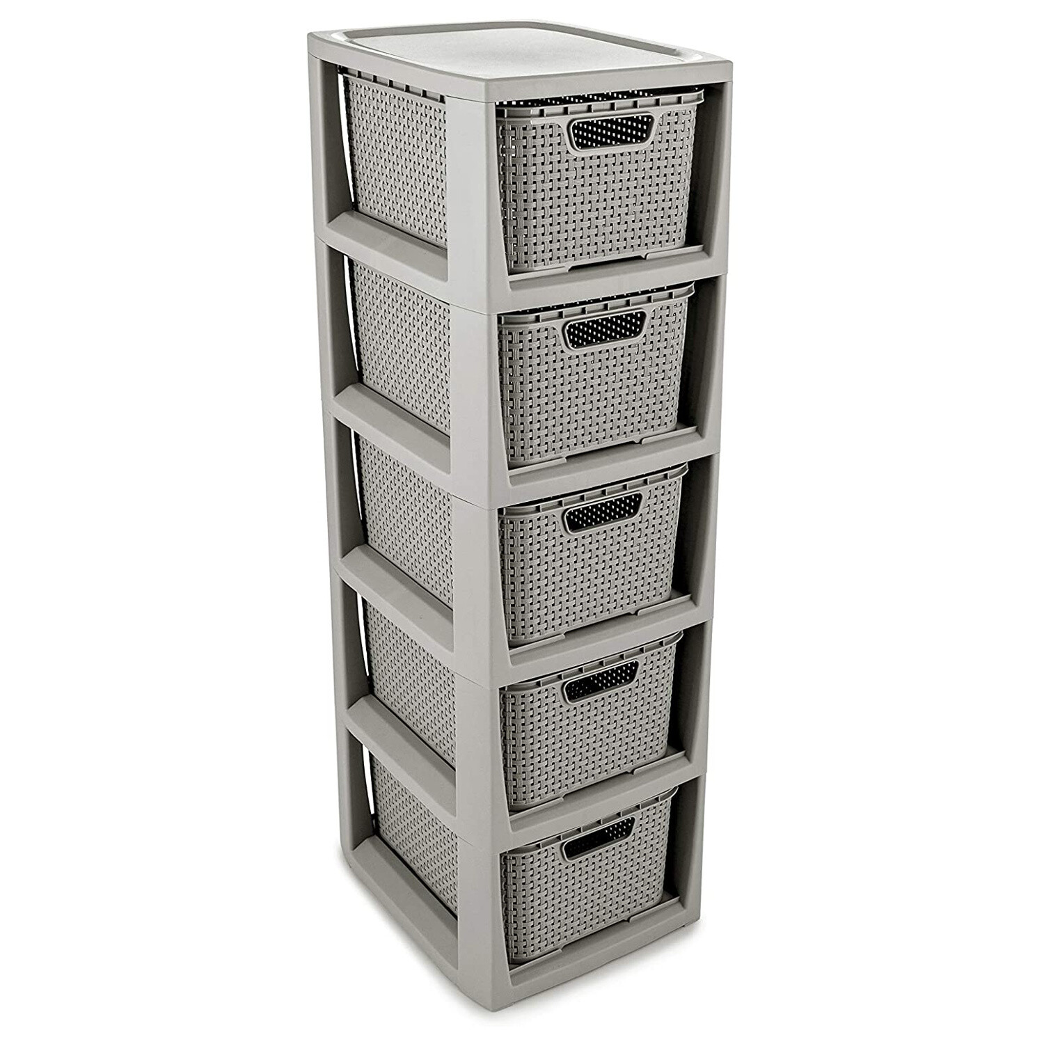 Storage Unit with Baskets Drawers Rattan Design S M L Rack 3x 7L 4x 7L ...