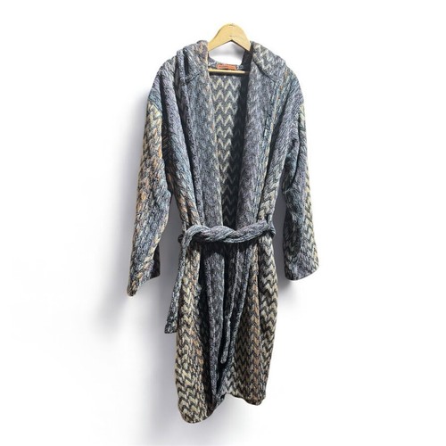 MISSONI MENS HOODED BATHROBE COTTON ITALY ROBE BELT COAT SIZE L | eBay