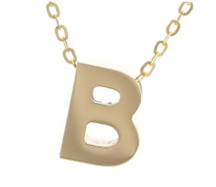 14k Solid Yellow Gold Block Letter Initial Pendant Necklac A-Z Charm ...