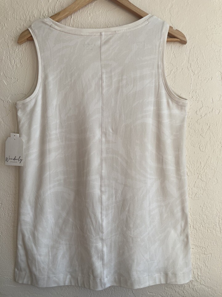 Wonderly Studio Women's Sleeveless Long Tank Top Size M Tan & Ivory ...