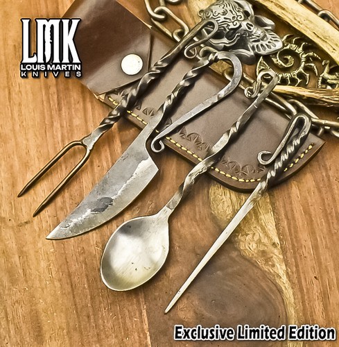 LMK Custom Antique Table Set D2 Tool Steel Carbon Engraving Lot of 4 ...