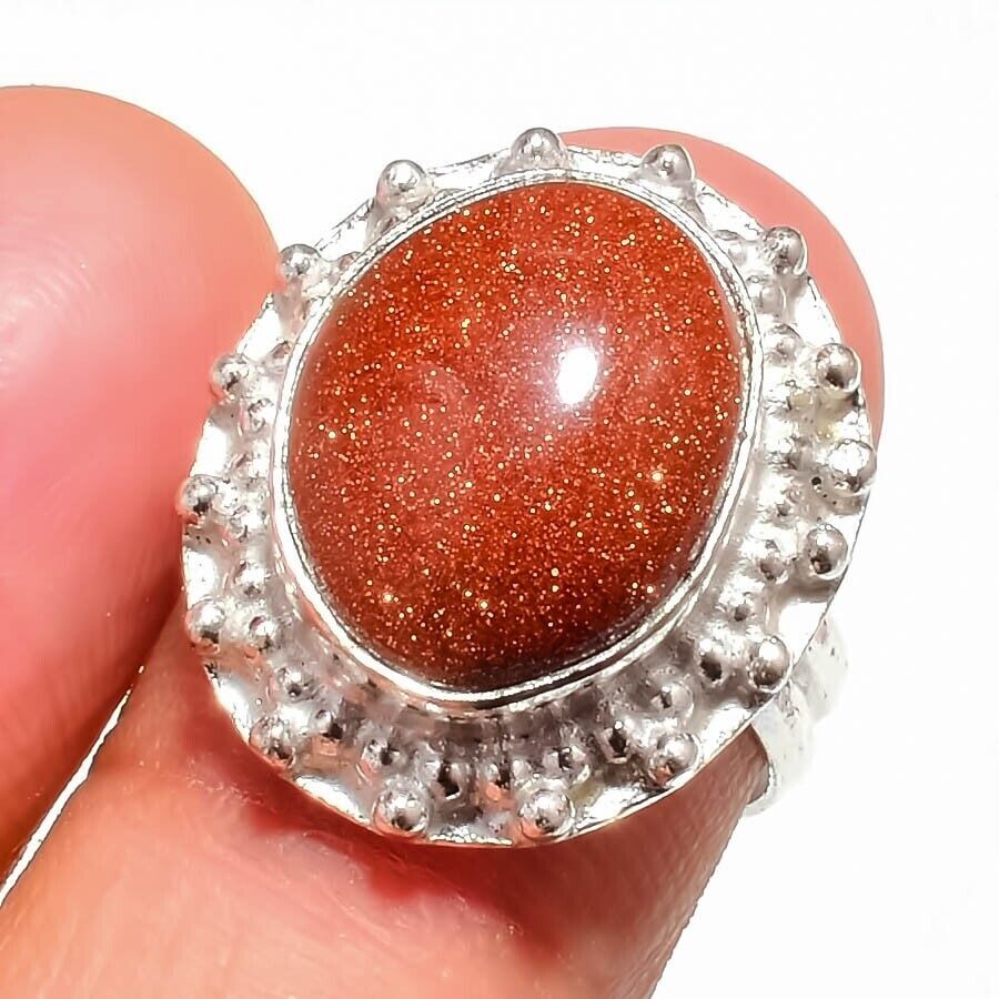 Red Sunstone Gemstone Handmade 925 Sterling Silver Jewelry Ring Size 7 ...