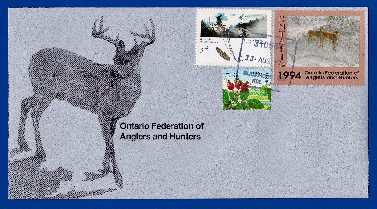Canada (ON02) 1994 Ontario Federation of Anglers & Hunters Stamp FDC | eBay