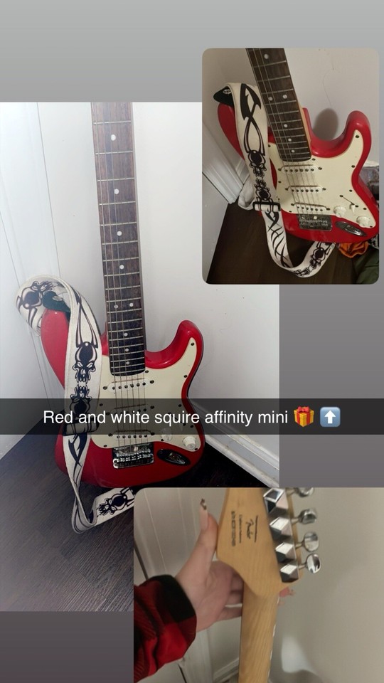 Red And White Squire Affinity Mini- Set Included With Amp! | eBay