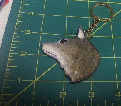Hand Carved Wood Wolf Keychain - neat collectible - lightweight wooden ...