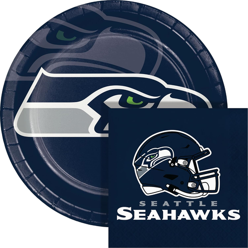 Seattle Seahawks Paper Plate & Napkin Party Kit Serves 24 Super Bowl ...